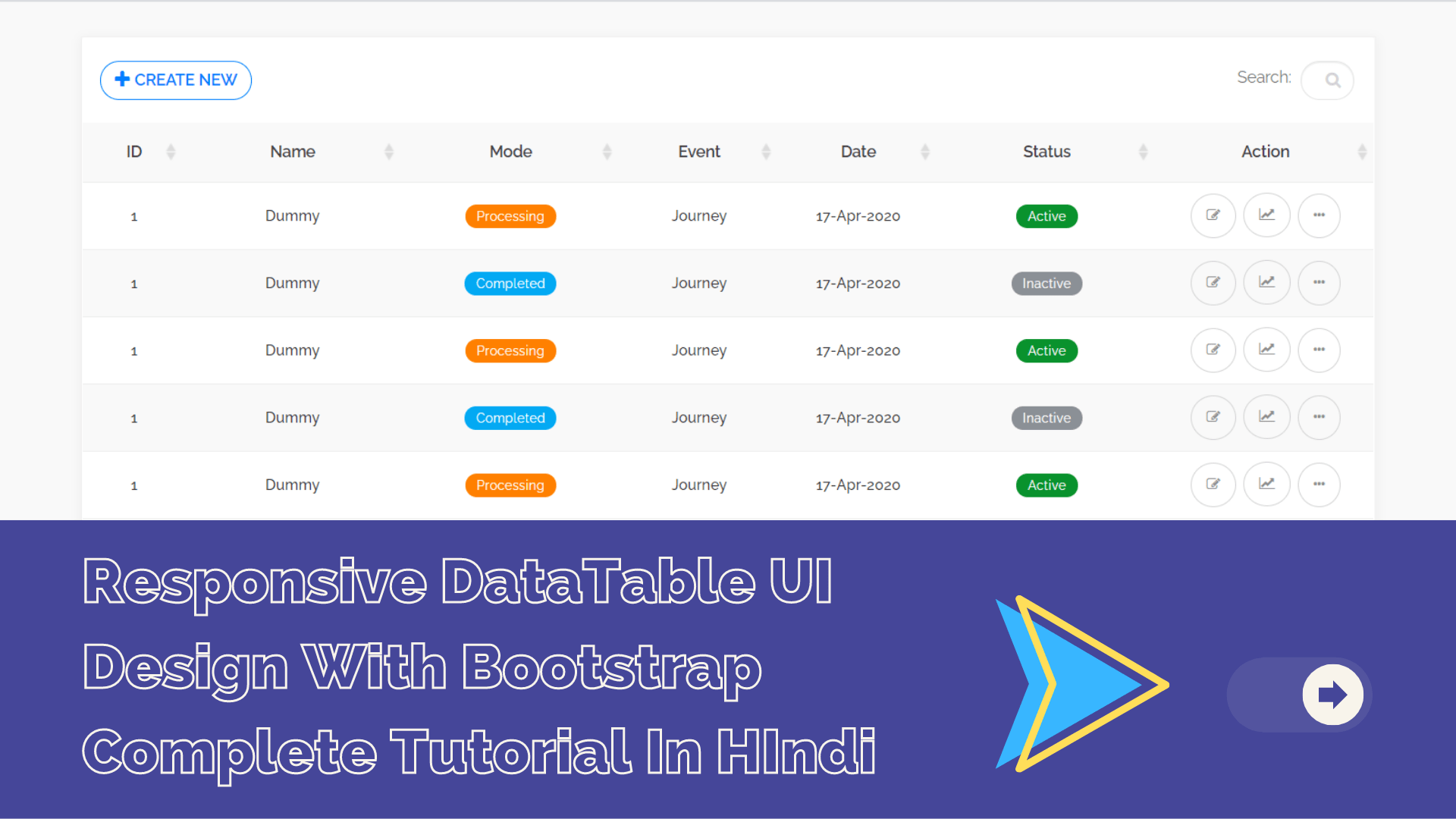 Responsive DataTable UI Design HTML5 CSS3 Bootstrap Jquery