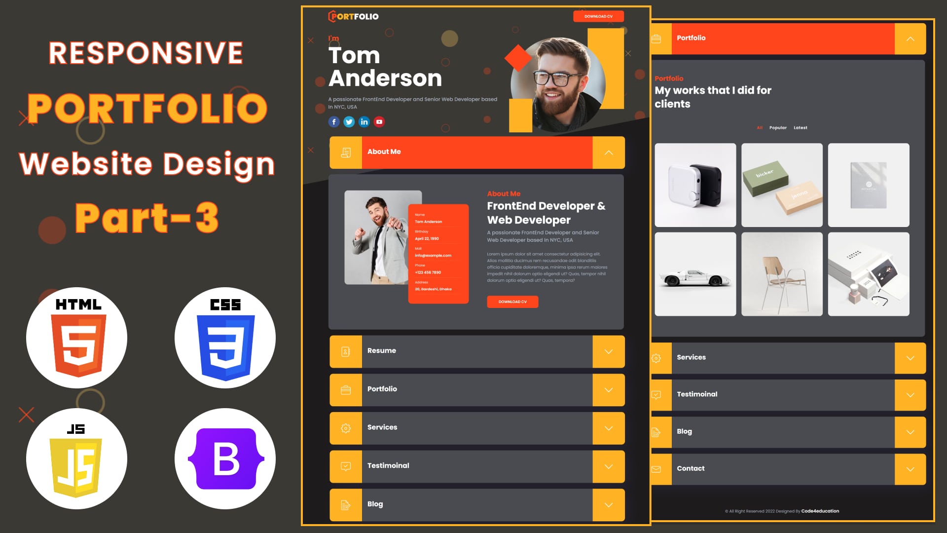 Responsive Personal Portfolio Website Using Bootstrap 5 Part 3